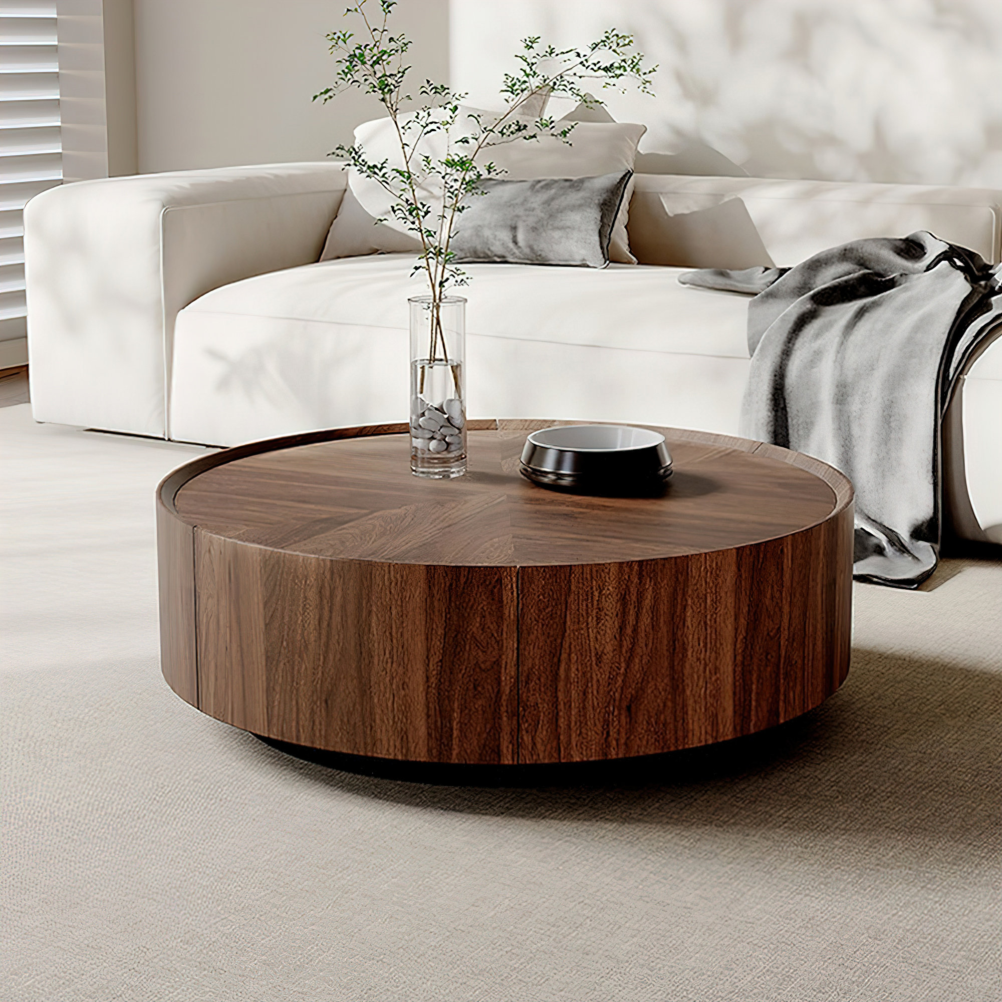 Black wood coffee table with storage store